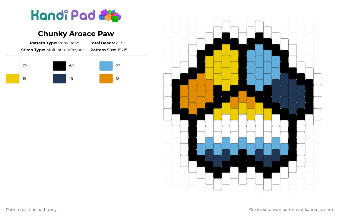 Chunky Aroace Paw Pony Bead Pattern - Kandi Pad | Kandi Patterns, Fuse ...