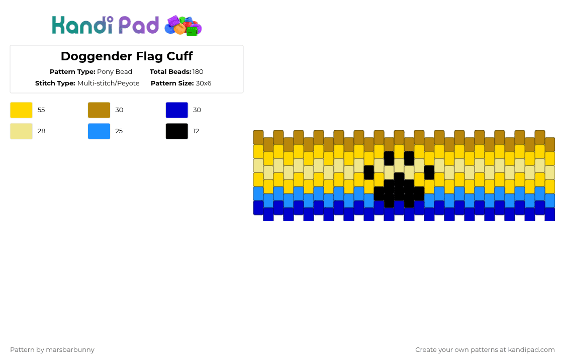 Doggender Flag Cuff Pony Bead Pattern - Kandi Pad | Kandi Patterns ...