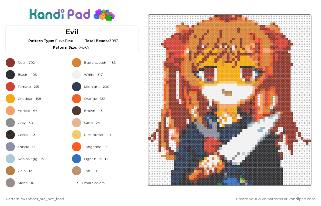 Evil Fuse Bead Pattern - Kandi Pad | Kandi Patterns, Fuse Bead Patterns ...