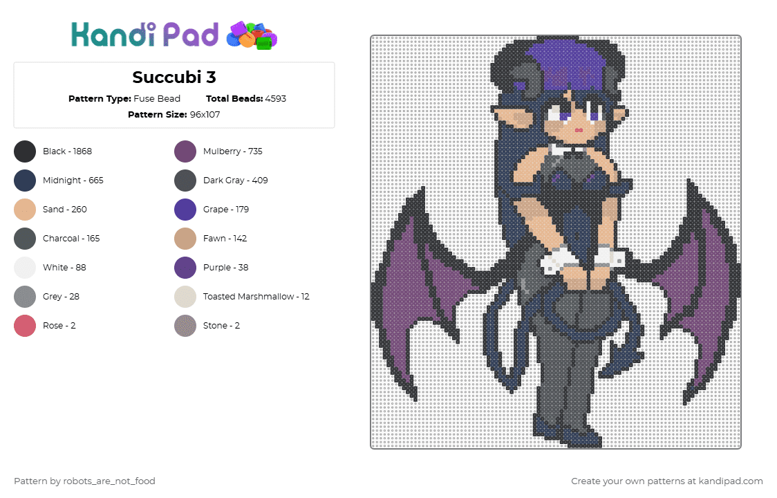 Succubi 3 Fuse Bead Pattern - Kandi Pad | Kandi Patterns, Fuse Bead ...