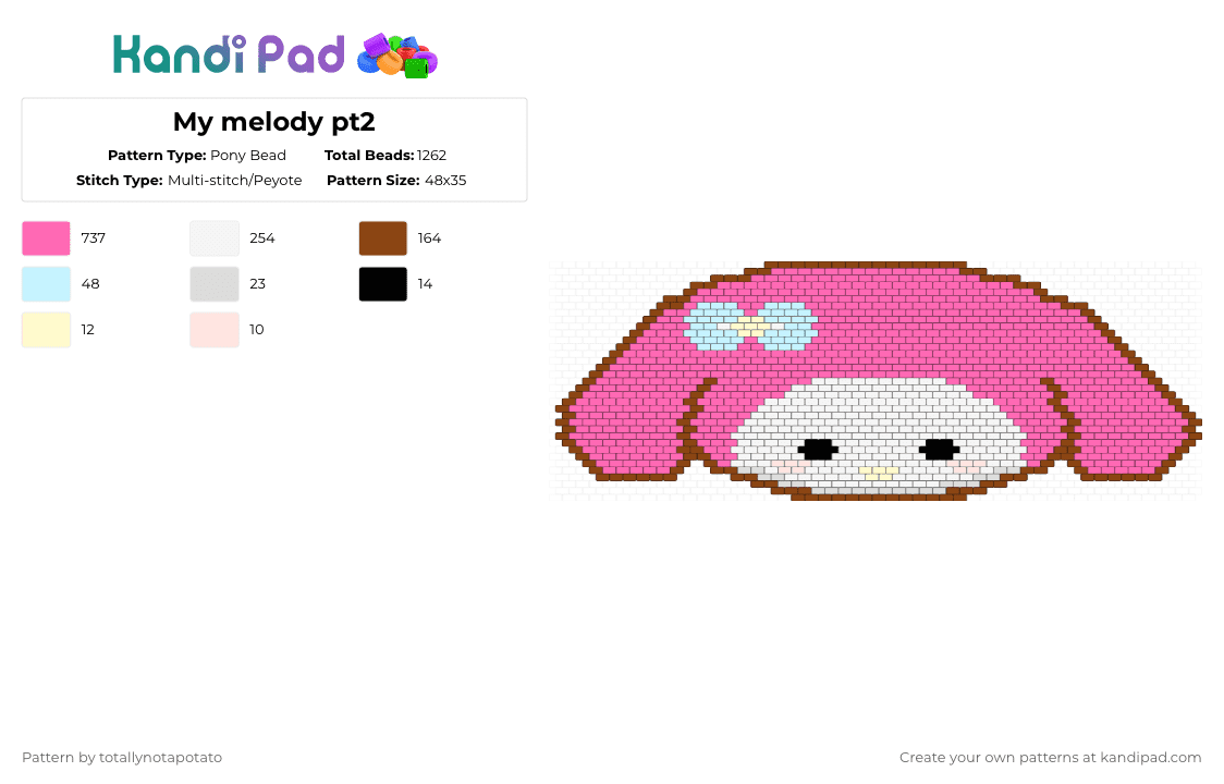 My melody pt2 Pony Bead Pattern - Kandi Pad | Kandi Patterns, Fuse Bead ...