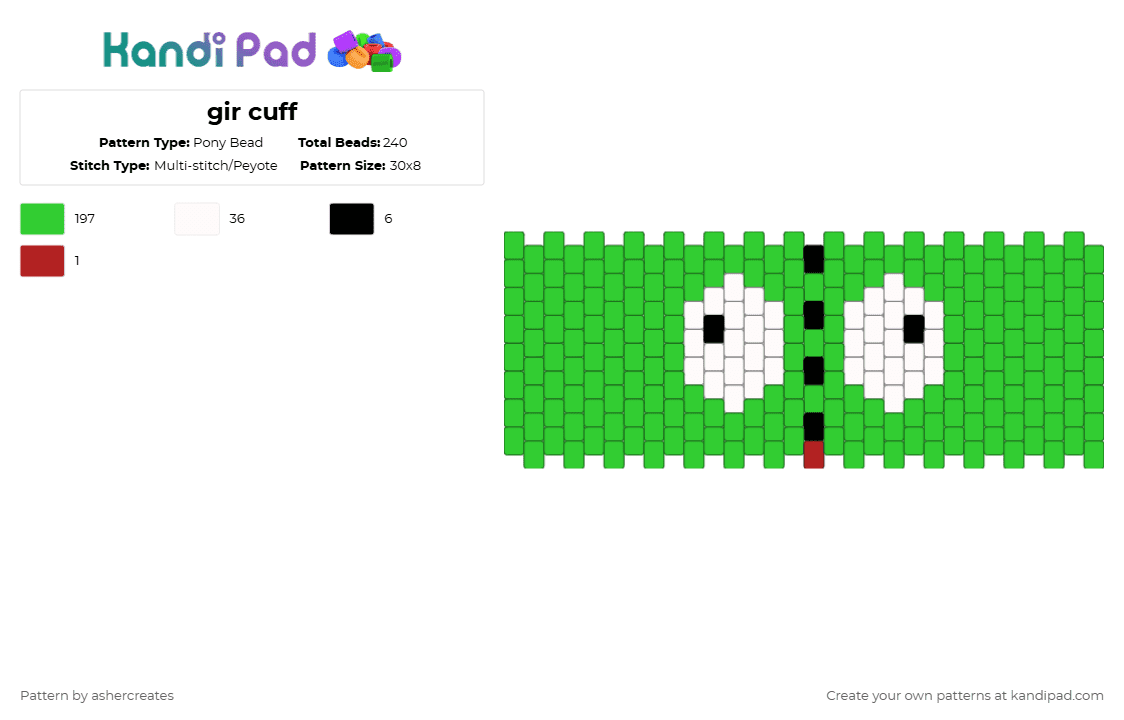 Gir cuff Pony Bead Pattern - Kandi Pad | Kandi Patterns, Fuse Bead ...