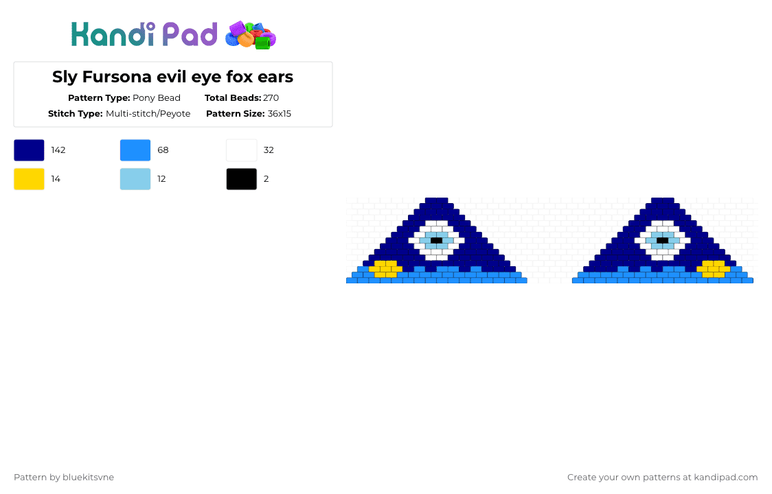Sly Fursona evil eye fox ears Pony Bead Pattern - Kandi Pad | Kandi ...