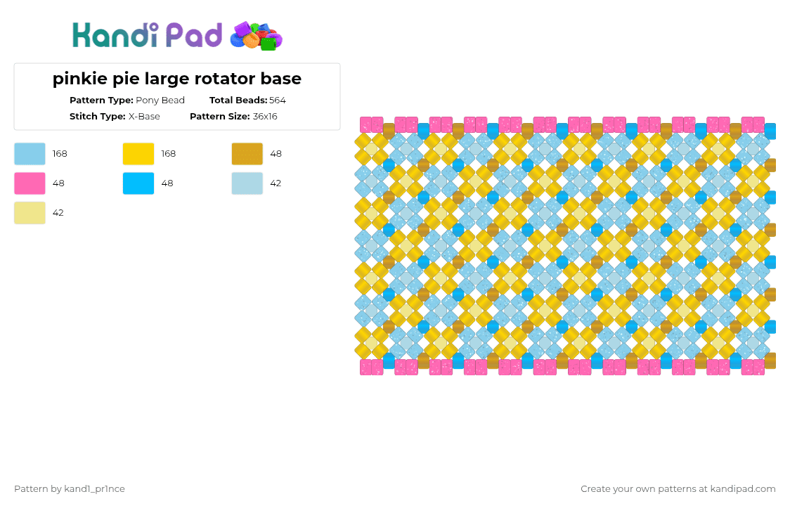 Pinkie pie large rotator base Pony Bead Pattern - Kandi Pad | Kandi ...