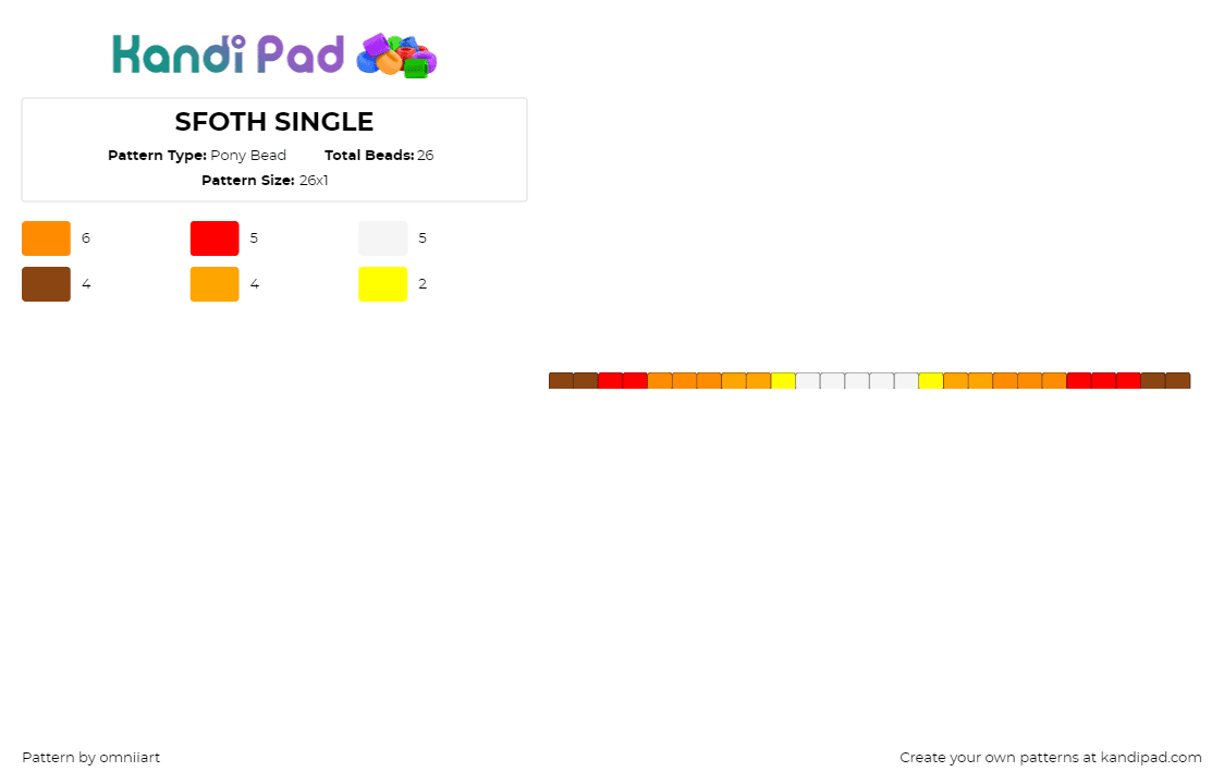 SFOTH SINGLE Pony Bead Pattern - Kandi Pad | Kandi Patterns, Fuse Bead ...