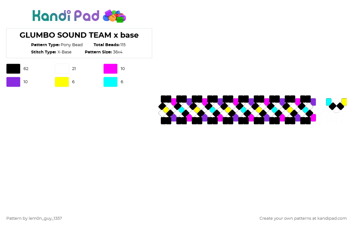 GLUMBO SOUND TEAM x base Pony Bead Pattern - Kandi Pad | Kandi Patterns ...