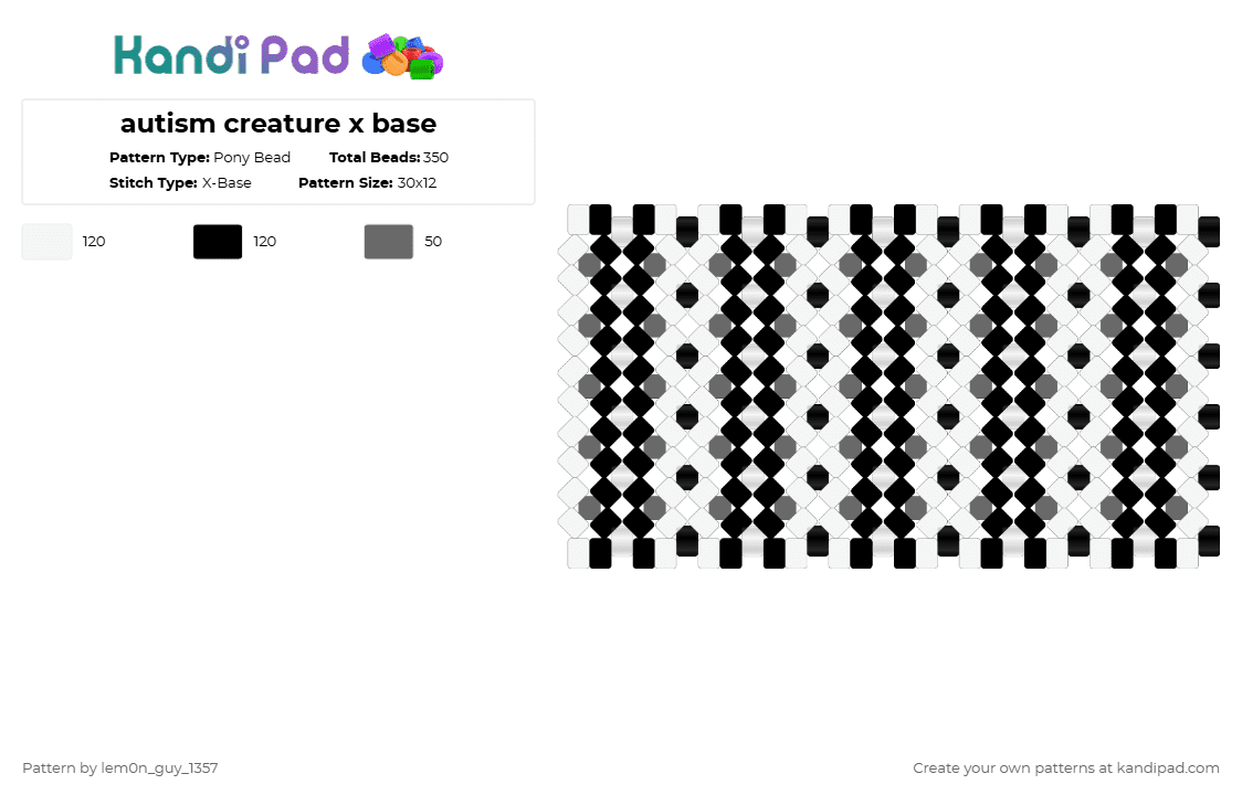 Autism creature x base Pony Bead Pattern - Kandi Pad | Kandi Patterns ...