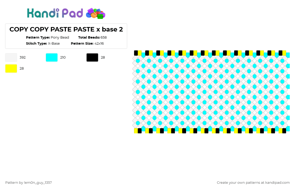 COPY COPY PASTE PASTE x base 2 Pony Bead Pattern - Kandi Pad | Kandi ...