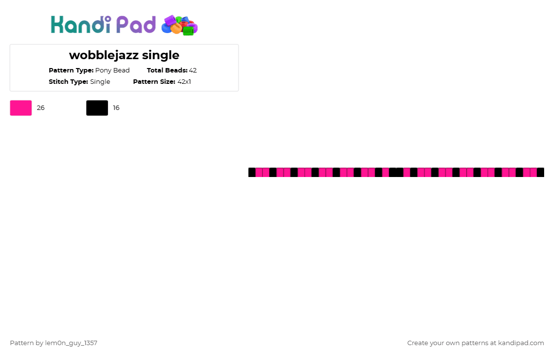Wobblejazz Single Pony Bead Pattern Kandi Pad Kandi Patterns Fuse