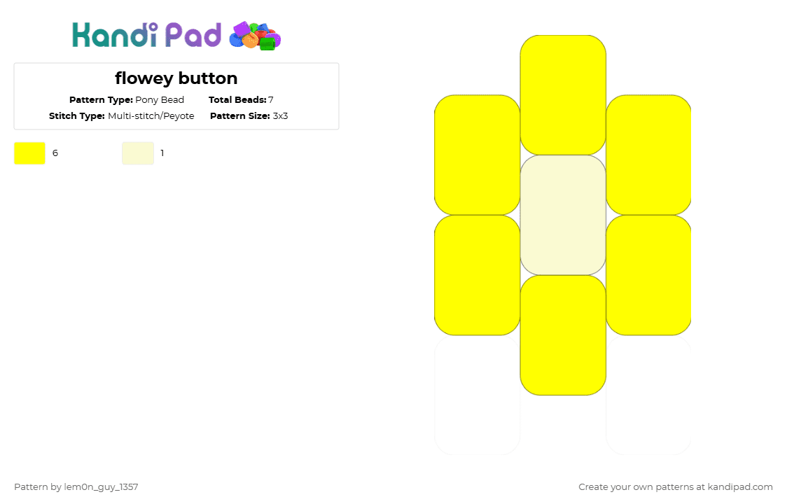Flowey button Pony Bead Pattern - Kandi Pad | Kandi Patterns, Fuse Bead ...