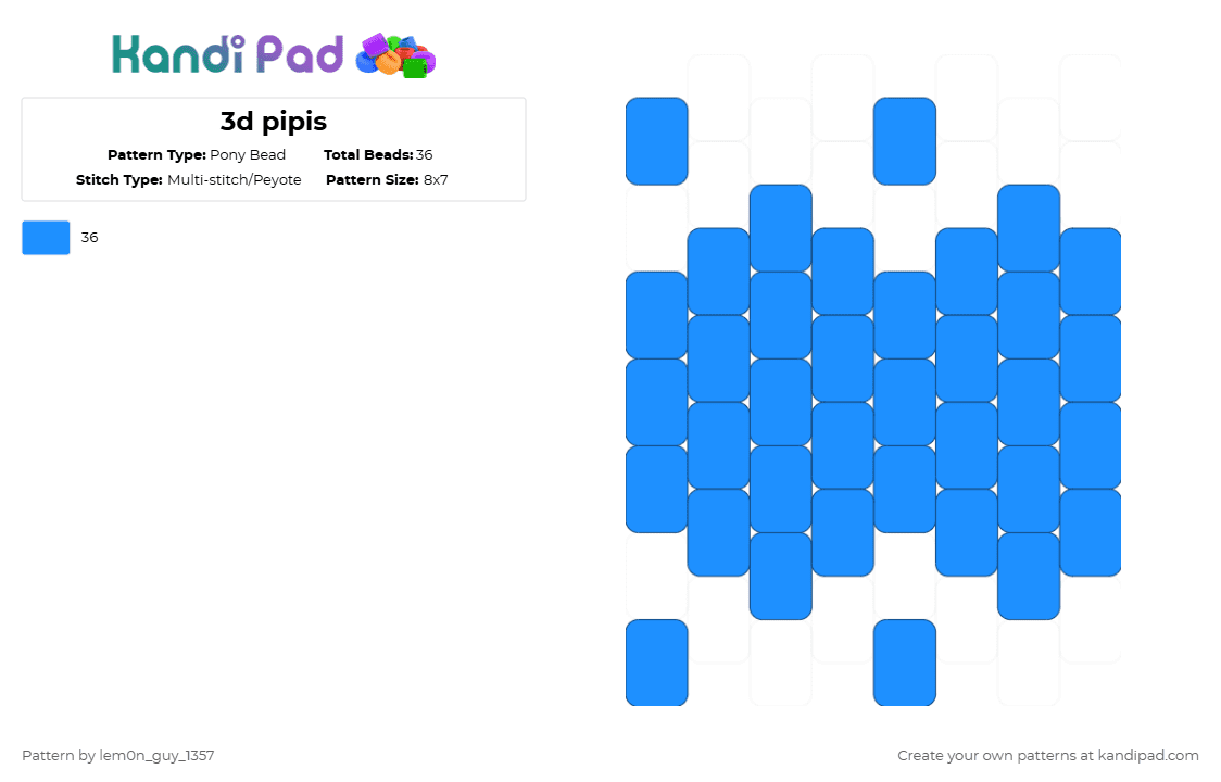 3d pipis Pony Bead Pattern - Kandi Pad | Kandi Patterns, Fuse Bead ...