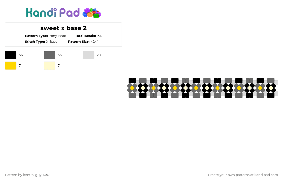 Sweet x base 2 Pony Bead Pattern - Kandi Pad | Kandi Patterns, Fuse ...