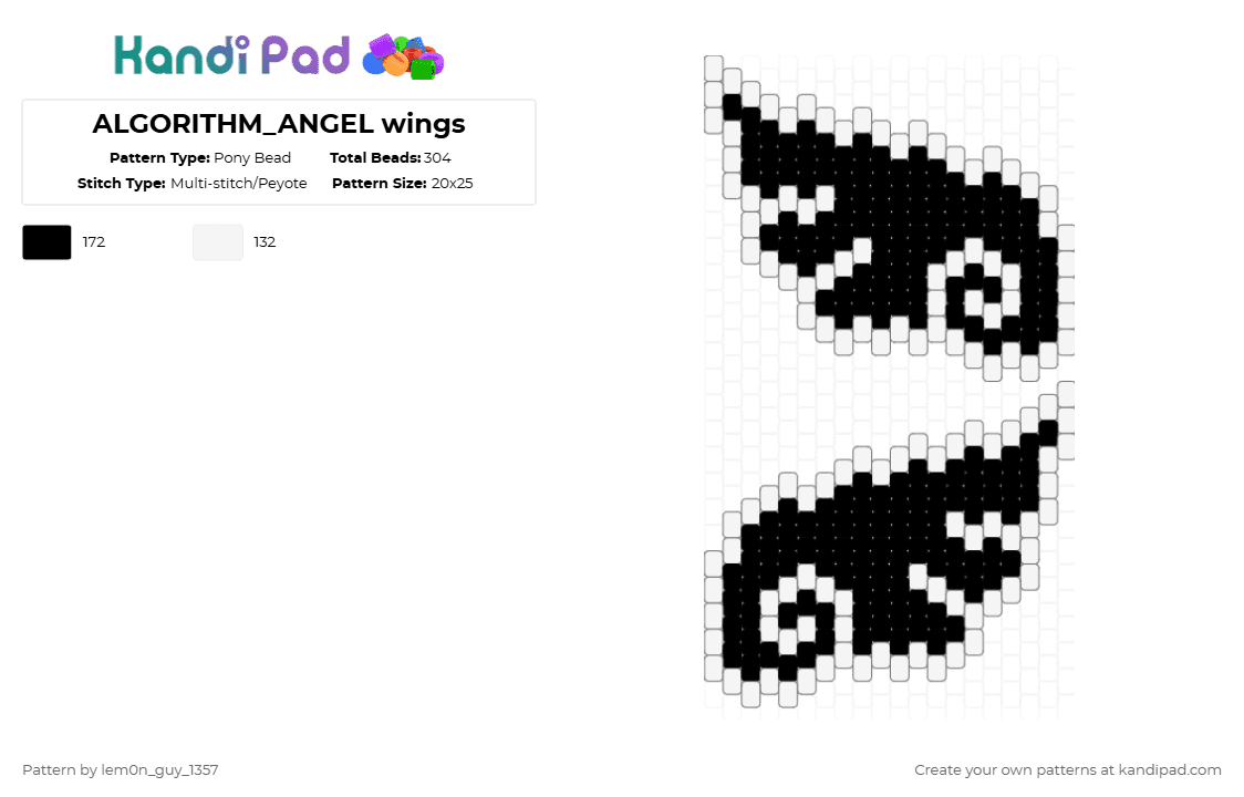 ALGORITHM_ANGEL wings Pony Bead Pattern - Kandi Pad | Kandi Patterns ...