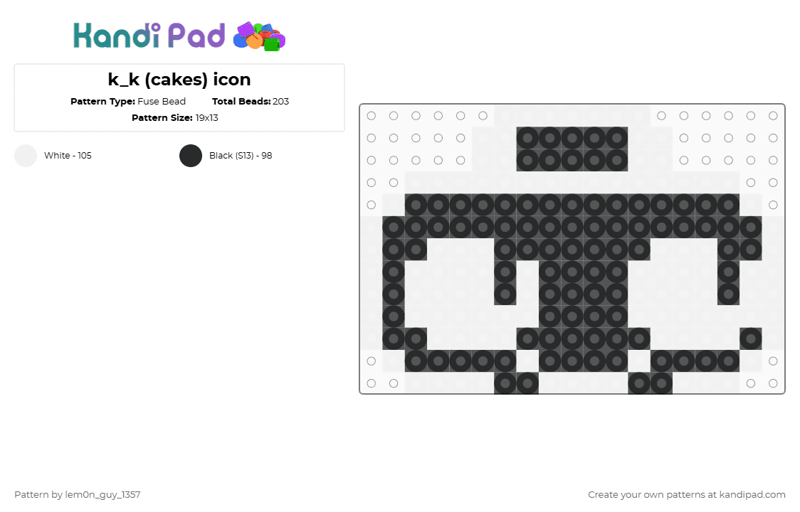 K_k (cakes) icon Fuse Bead Pattern - Kandi Pad | Kandi Patterns, Fuse ...