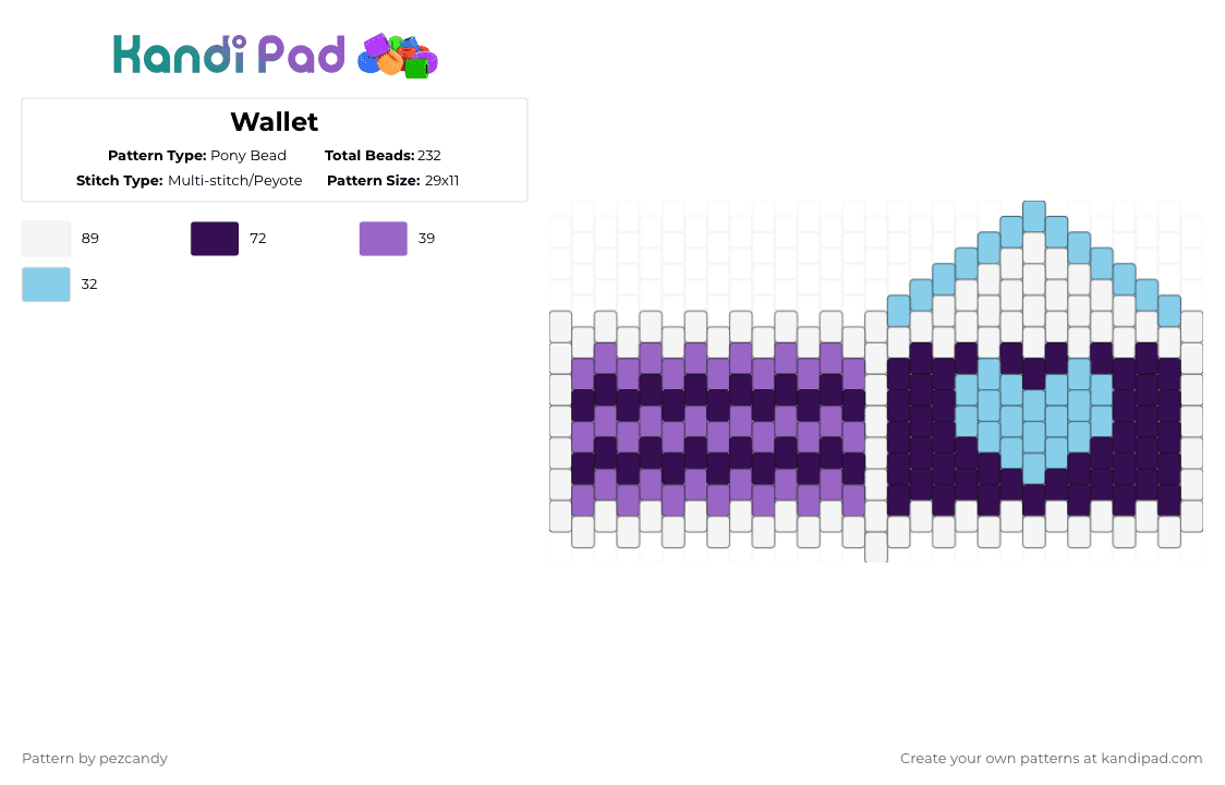Wallet Pony Bead Pattern - Kandi Pad | Kandi Patterns, Fuse Bead ...