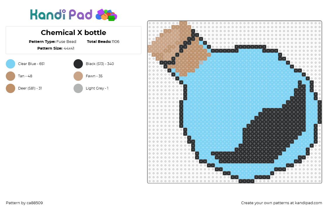 Chemical X bottle Fuse Bead Pattern - Kandi Pad | Kandi Patterns, Fuse ...