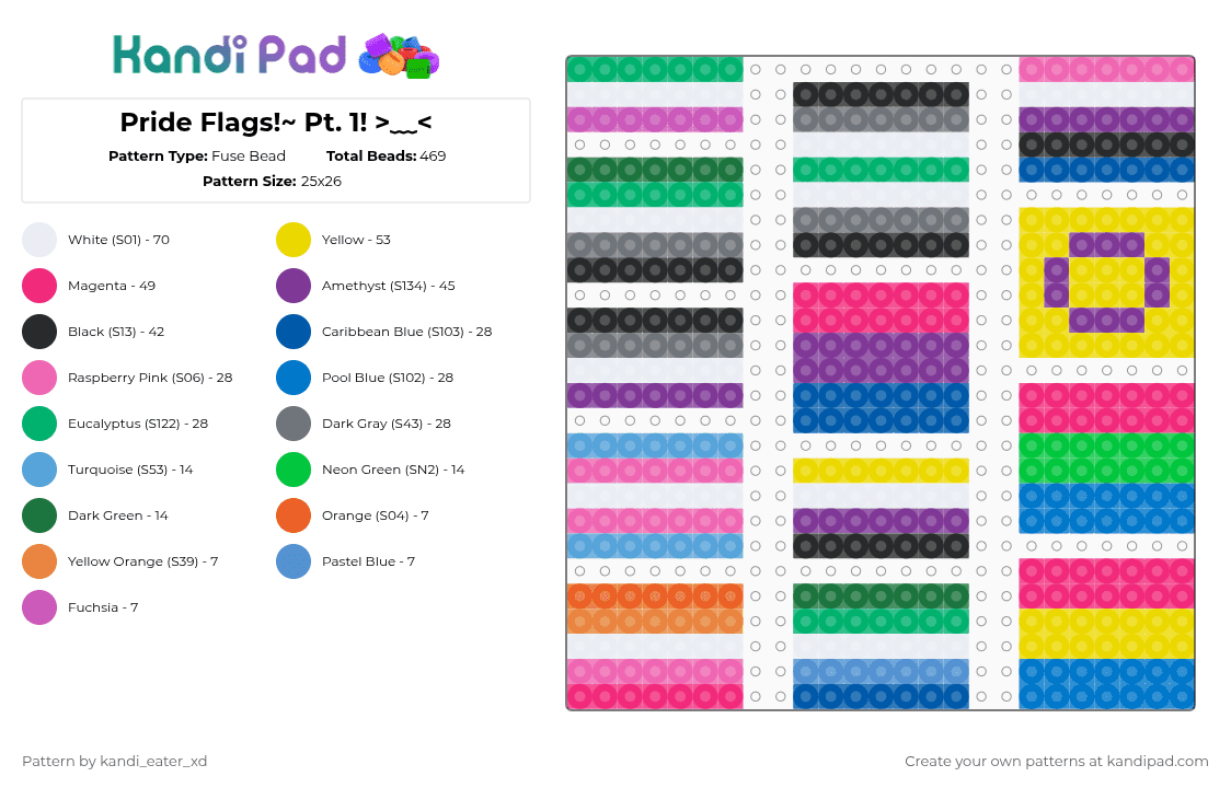 Pride Flags!~ Pt. 1! >﹏ Fuse Bead Pattern - Kandi Pad | Kandi Patterns ...