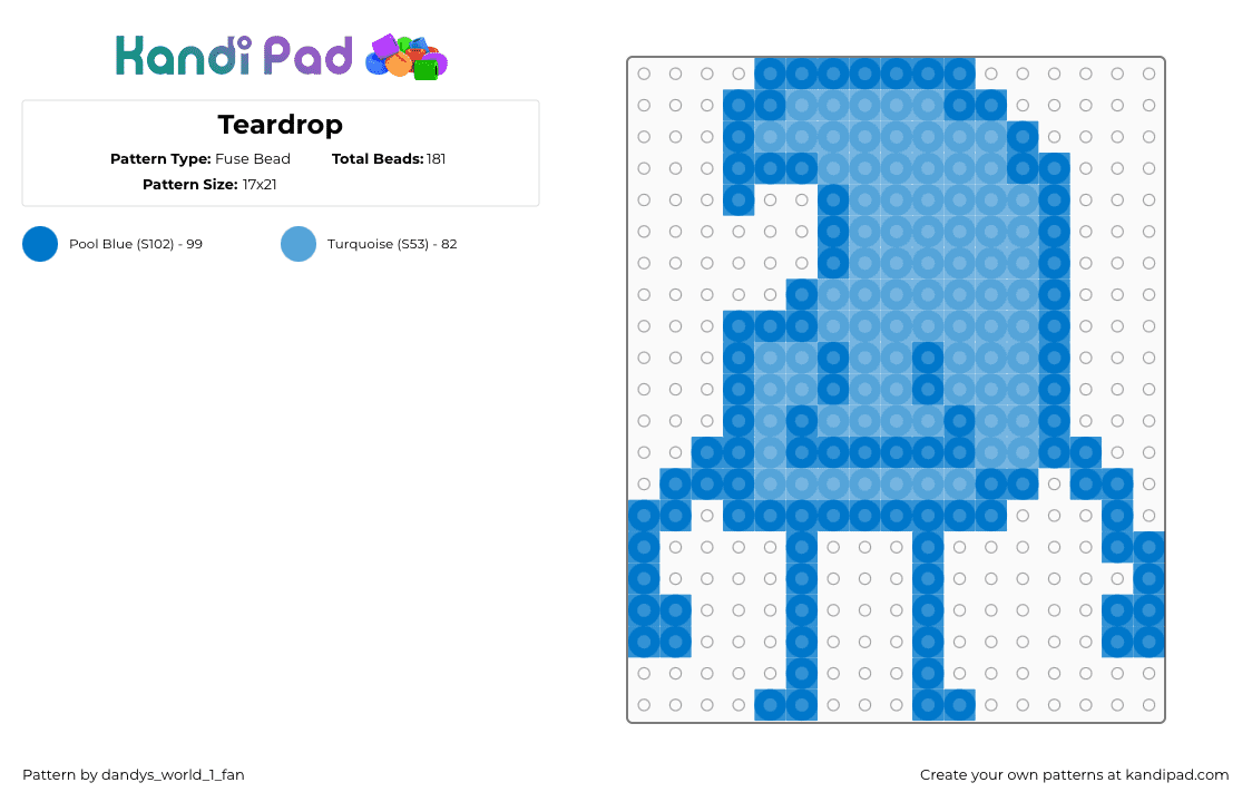Teardrop Fuse Bead Pattern - Kandi Pad | Kandi Patterns, Fuse Bead ...