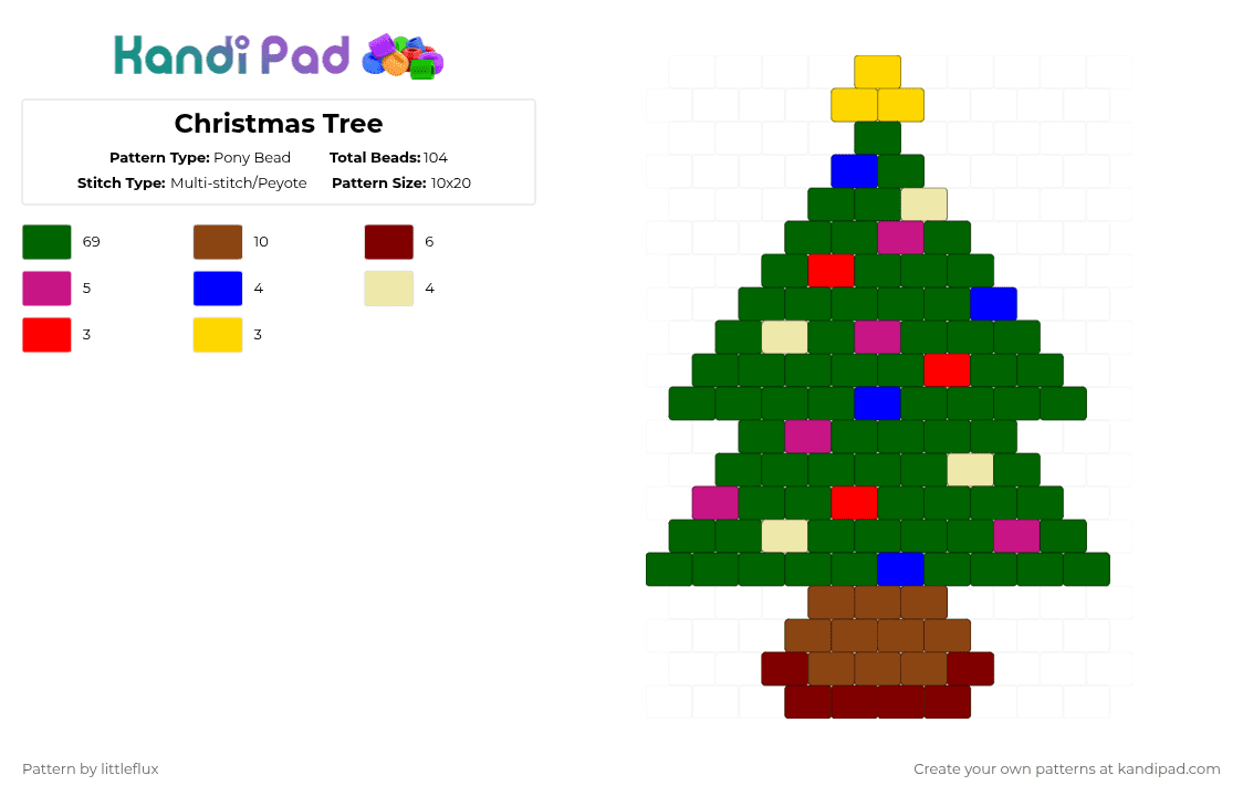 Christmas Tree Pony Bead Pattern - Kandi Pad | Kandi Patterns, Fuse ...