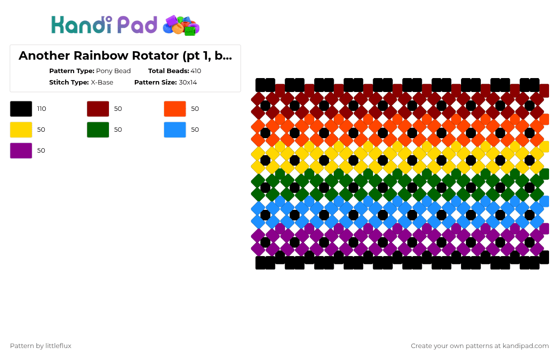 Another Rainbow Rotator (pt 1, base) Pony Bead Pattern - Kandi Pad ...