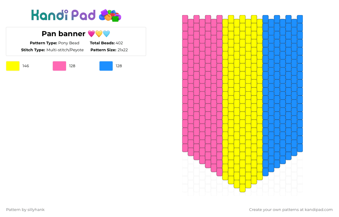 Pan banner 🩷💛🩵 Pony Bead Pattern - Kandi Pad | Kandi Patterns, Fuse ...