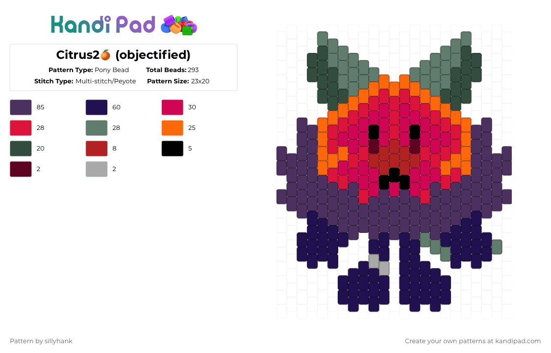 Citrus2🍊 (objectified) Pony Bead Pattern - Kandi Pad | Kandi Patterns ...