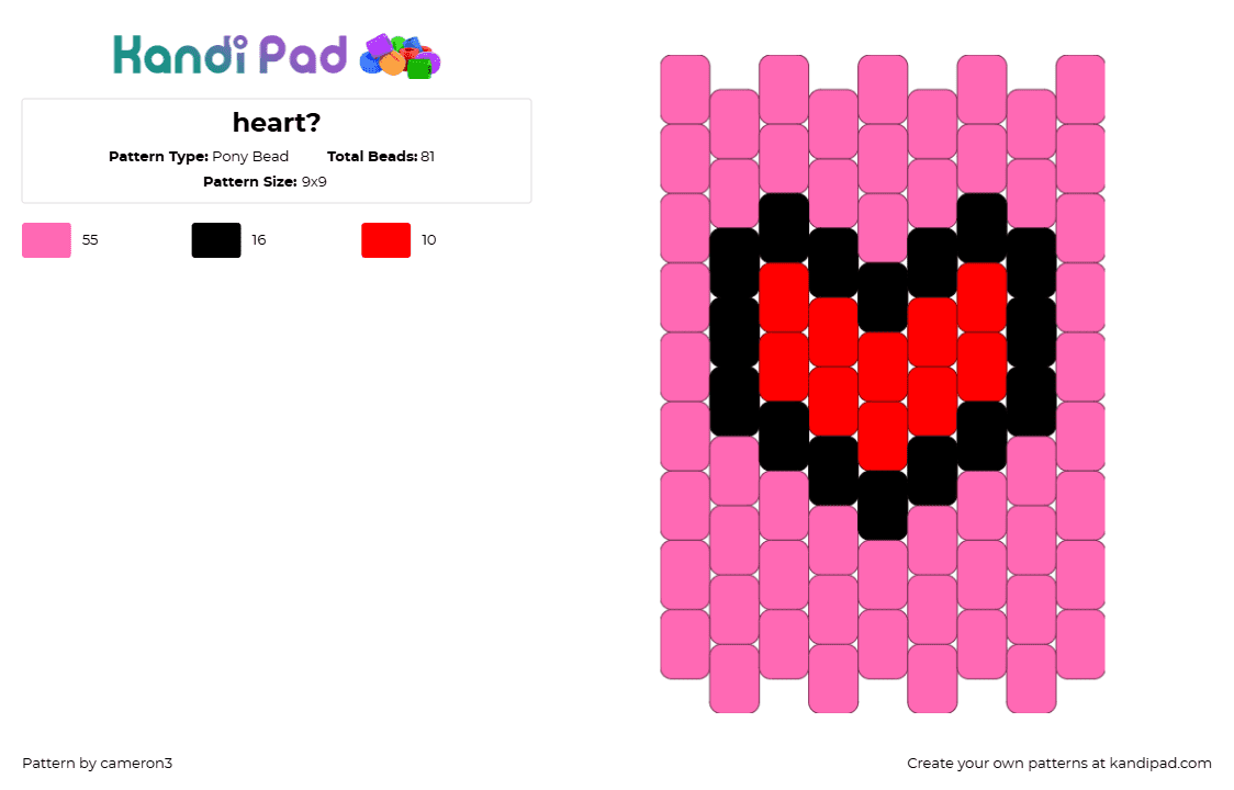 Heart? Pony Bead Pattern - Kandi Pad | Kandi Patterns, Fuse Bead ...