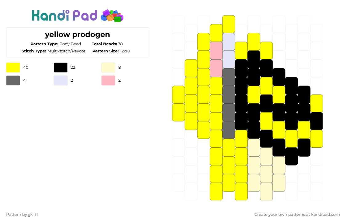 Yellow protogen Pony Bead Pattern - Kandi Pad | Kandi Patterns, Fuse ...