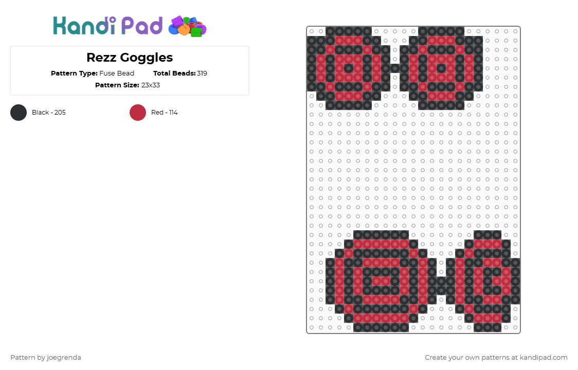 Rezz Goggles Fuse Bead Pattern - Kandi Pad | Kandi Patterns, Fuse Bead ...