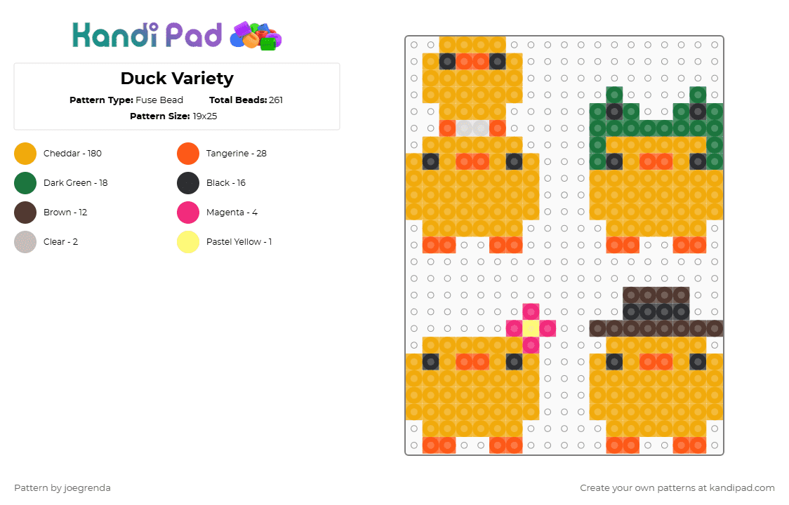 Duck Variety Fuse Bead Pattern - Kandi Pad | Kandi Patterns, Fuse Bead ...