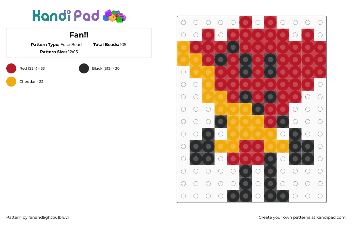Fan!! Fuse Bead Pattern - Kandi Pad | Kandi Patterns, Fuse Bead ...