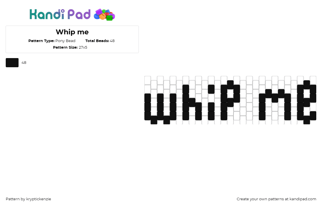 Whip me Pony Bead Pattern - Kandi Pad | Kandi Patterns, Fuse Bead ...