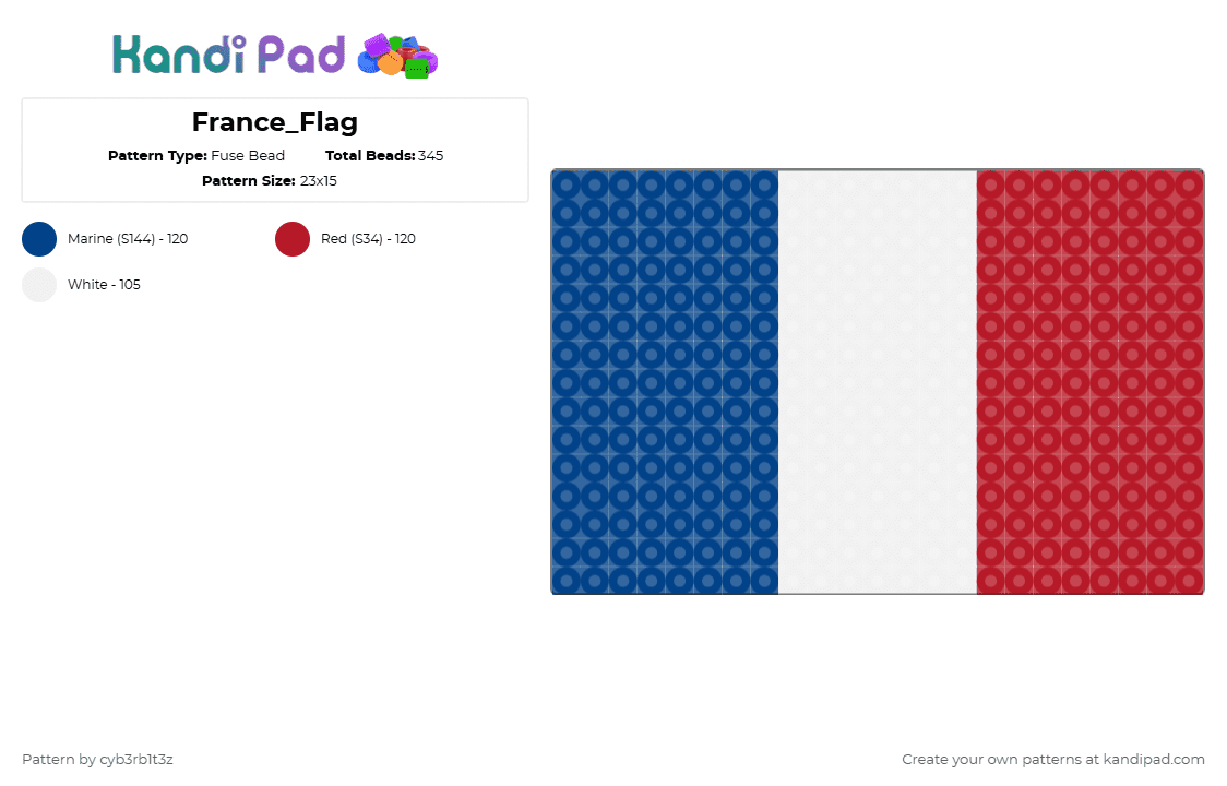 France_Flag Fuse Bead Pattern - Kandi Pad | Kandi Patterns, Fuse Bead ...