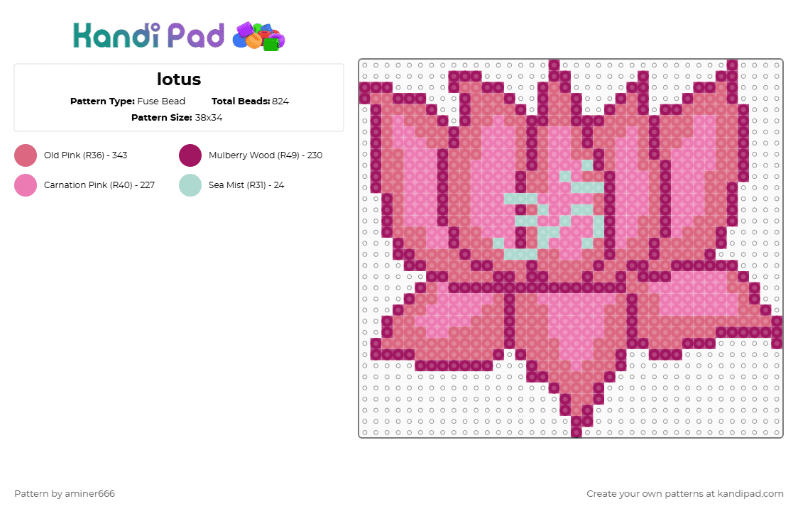 Lotus Fuse Bead Pattern - Kandi Pad | Kandi Patterns, Fuse Bead ...