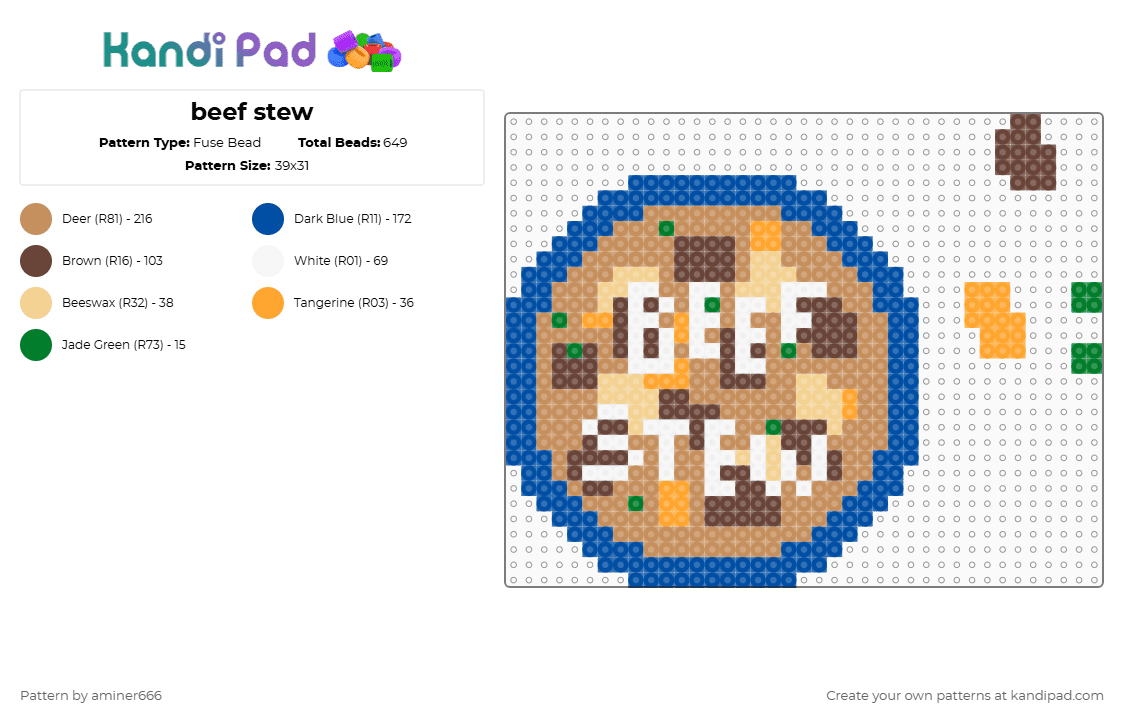 Beef stew Fuse Bead Pattern - Kandi Pad | Kandi Patterns, Fuse Bead ...