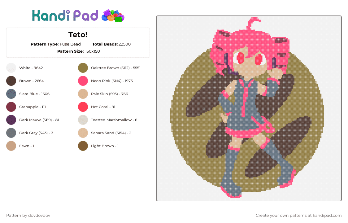 Teto! Fuse Bead Pattern - Kandi Pad | Kandi Patterns, Fuse Bead ...