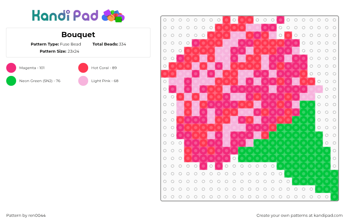 Bouquet Fuse Bead Pattern - Kandi Pad | Kandi Patterns, Fuse Bead ...