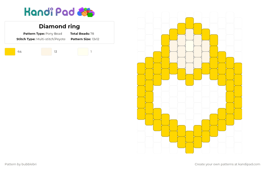 Diamond ring Pony Bead Pattern - Kandi Pad | Kandi Patterns, Fuse Bead ...