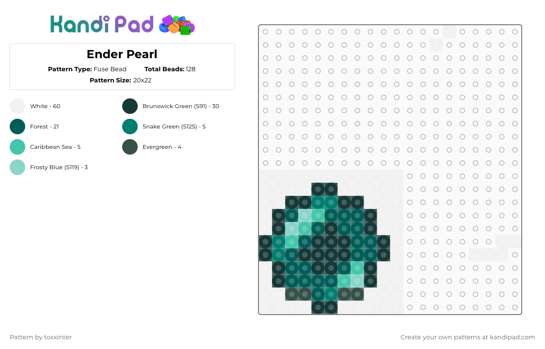 Ender Pearl Fuse Bead Pattern - Kandi Pad | Kandi Patterns, Fuse Bead ...