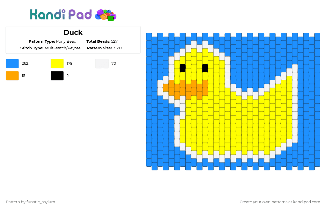 Duck Pony Bead Pattern - Kandi Pad | Kandi Patterns, Fuse Bead Patterns ...
