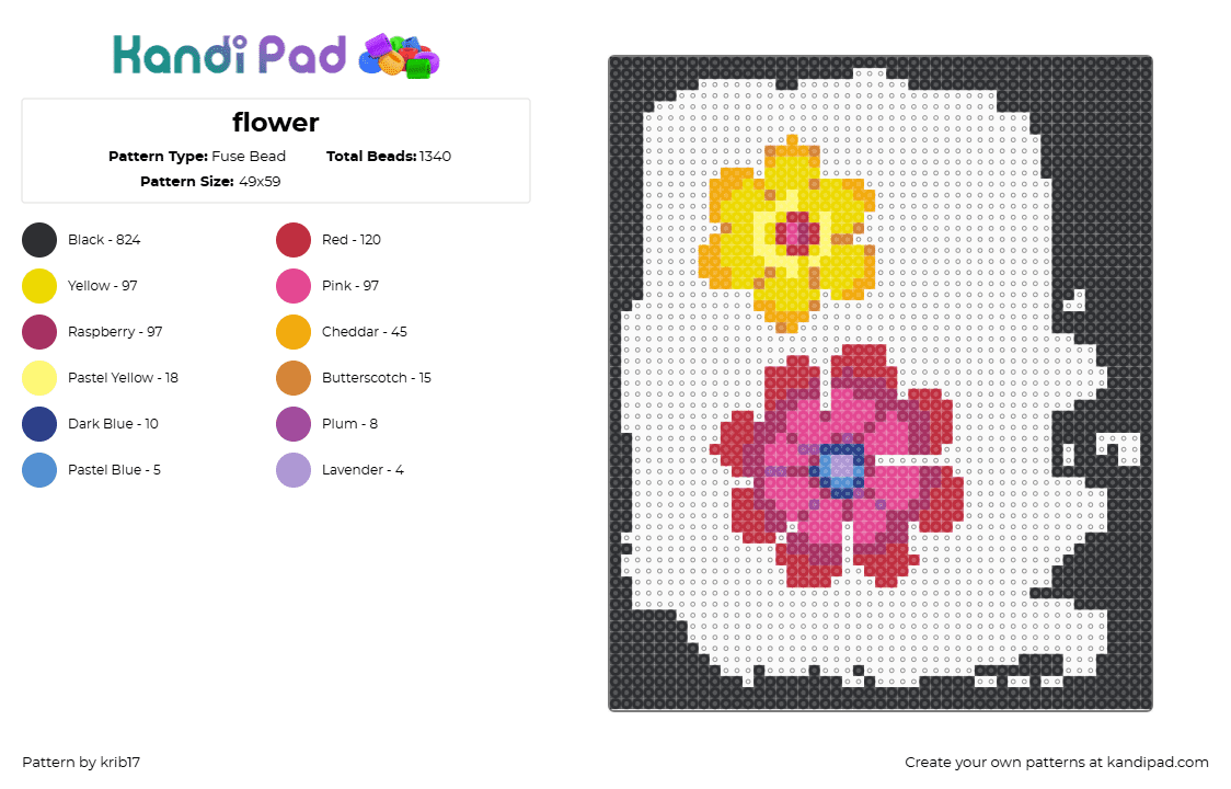 Flower Fuse Bead Pattern - Kandi Pad | Kandi Patterns, Fuse Bead ...