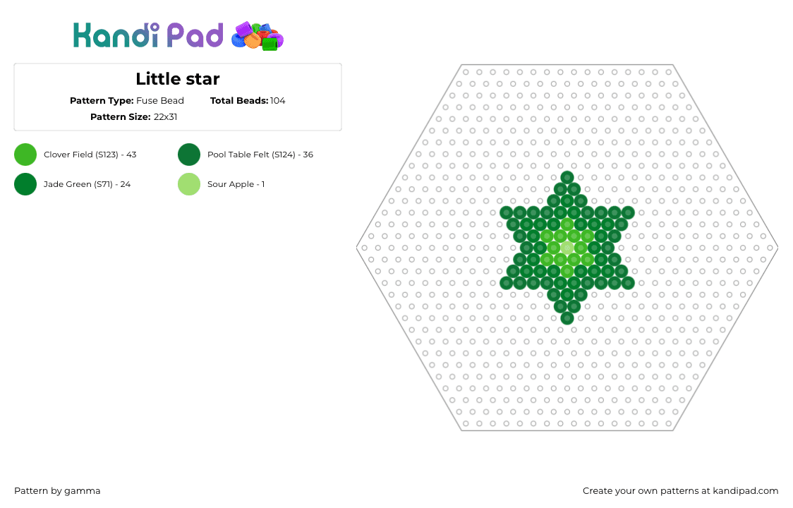 Little star Fuse Bead Pattern - Kandi Pad | Kandi Patterns, Fuse Bead ...