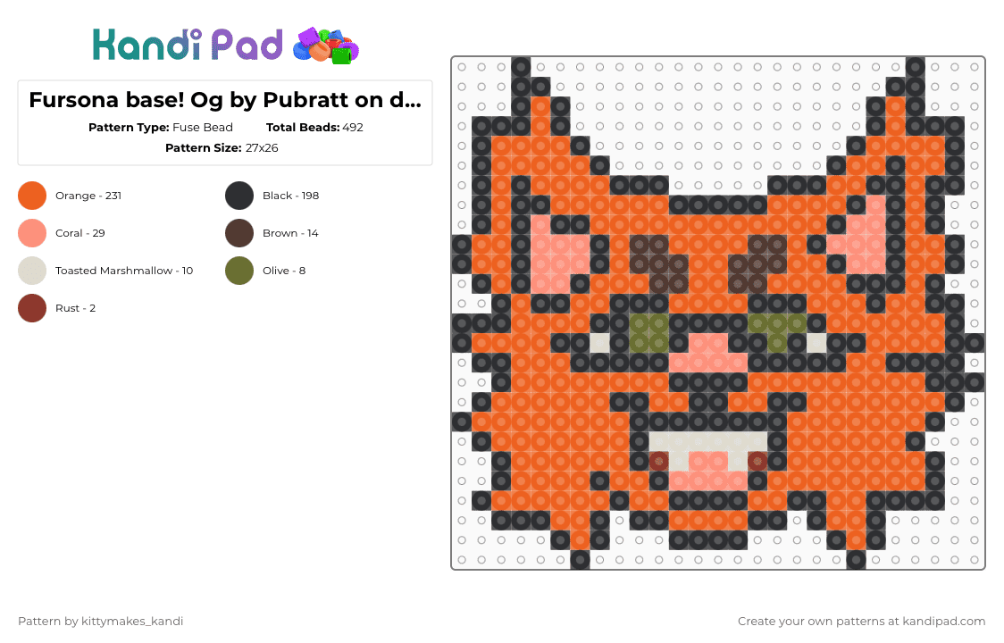 My fursona Nacho! Or f2u base! Og by Pubratt on deviantart!! Fuse Bead ...