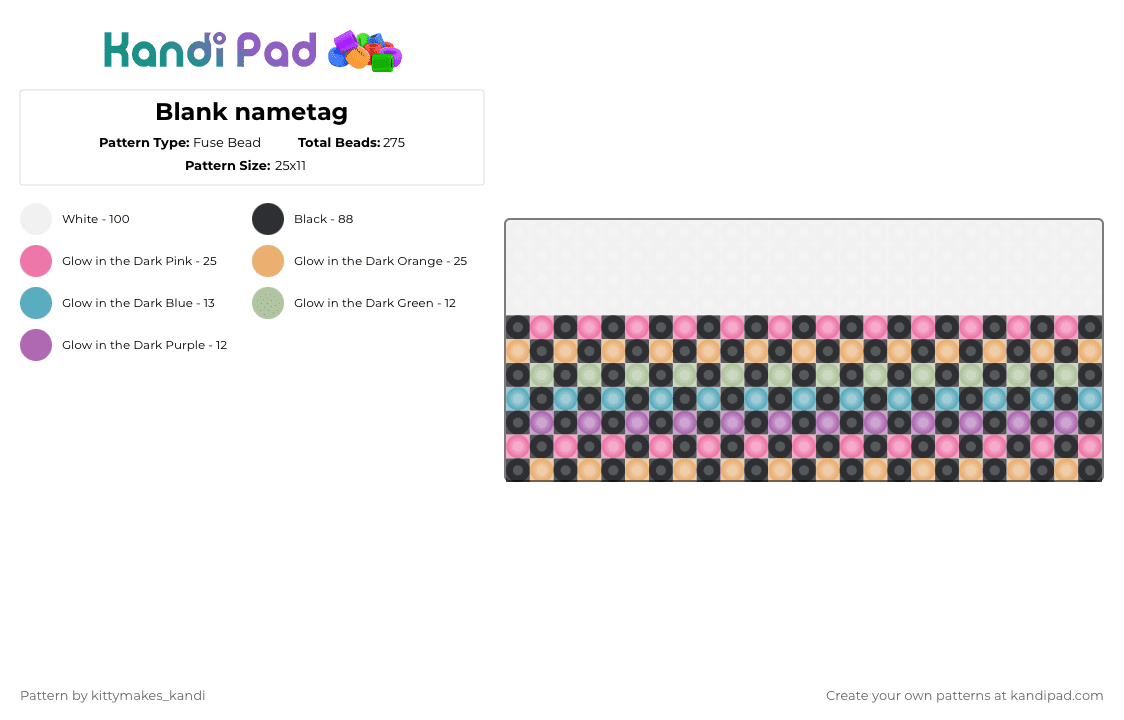 Blank nametag Fuse Bead Pattern - Kandi Pad | Kandi Patterns, Fuse Bead ...
