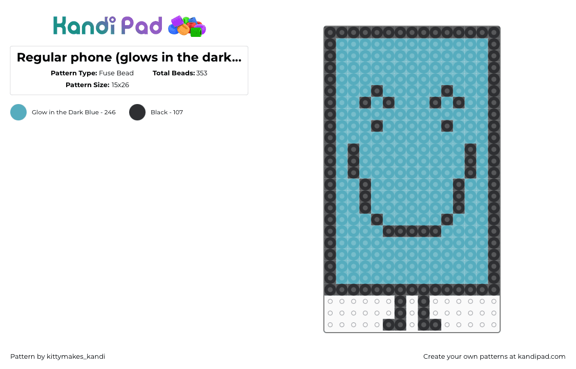 Regular phone (glows in the dark!) (blue) Fuse Bead Pattern - Kandi Pad ...