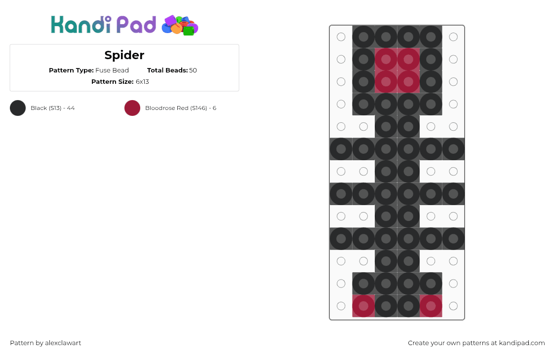 Spider Fuse Bead Pattern - Kandi Pad | Kandi Patterns, Fuse Bead ...