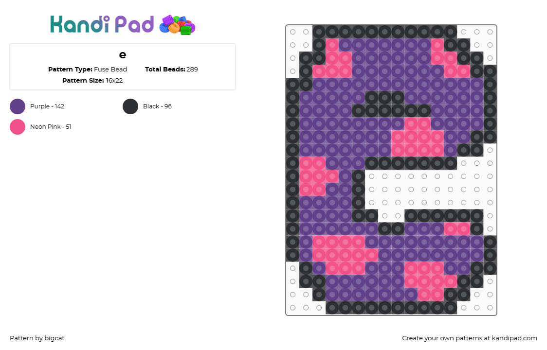 E Fuse Bead Pattern - Kandi Pad | Kandi Patterns, Fuse Bead Patterns ...