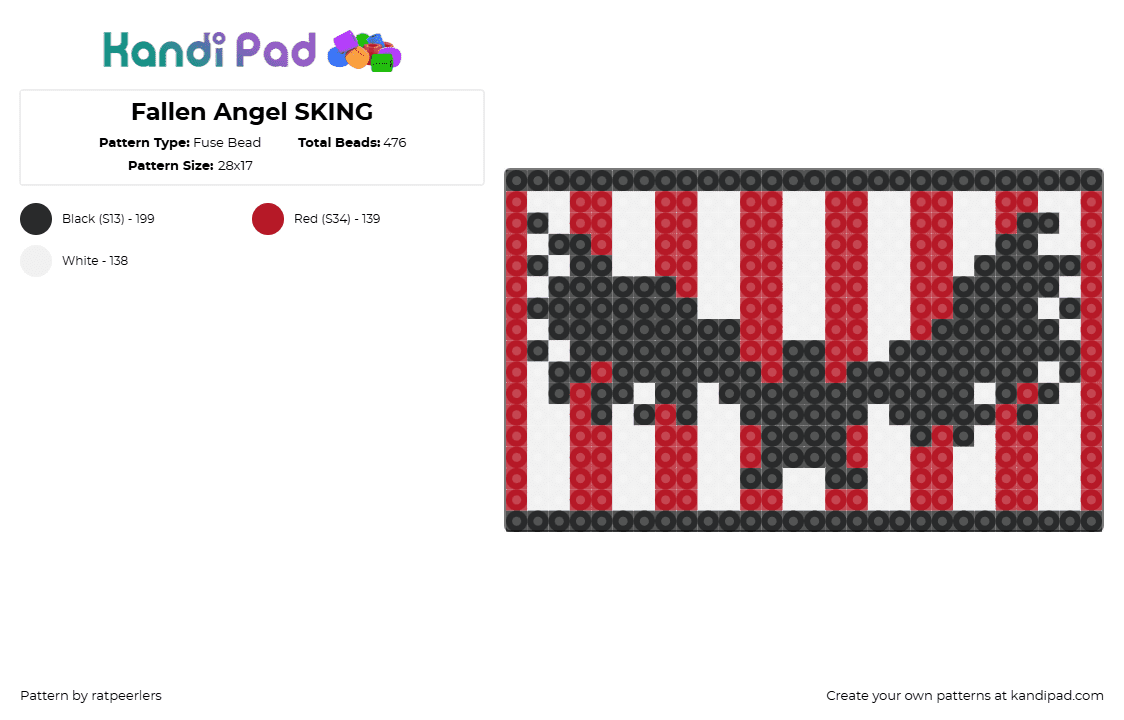 Fallen Angel SKING Fuse Bead Pattern - Kandi Pad | Kandi Patterns, Fuse ...