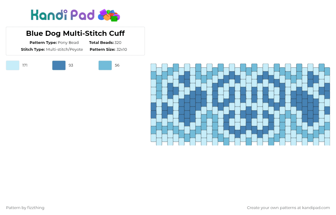 Blue Dog Multi-Stitch Cuff Pony Bead Pattern - Kandi Pad | Kandi ...