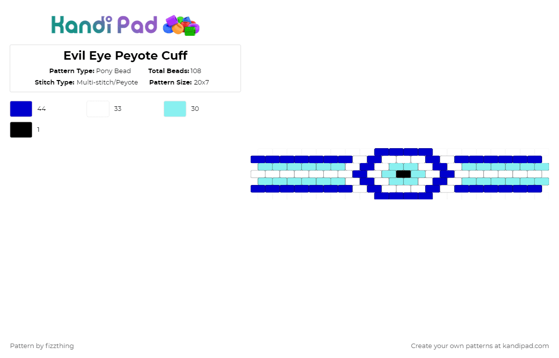 Evil Eye Peyote Cuff Pony Bead Pattern - Kandi Pad | Kandi Patterns ...